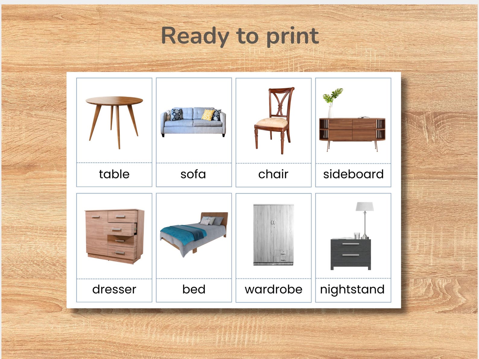 Furniture Flash Cards, Montessori Materials, Real Pictures, Homeschool ...