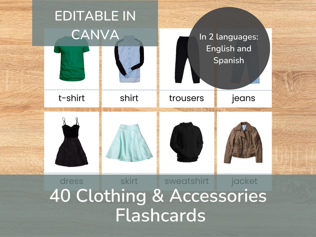 Clothing and Accessories Flashcards, Real Pictures, Homeschool Flash ...
