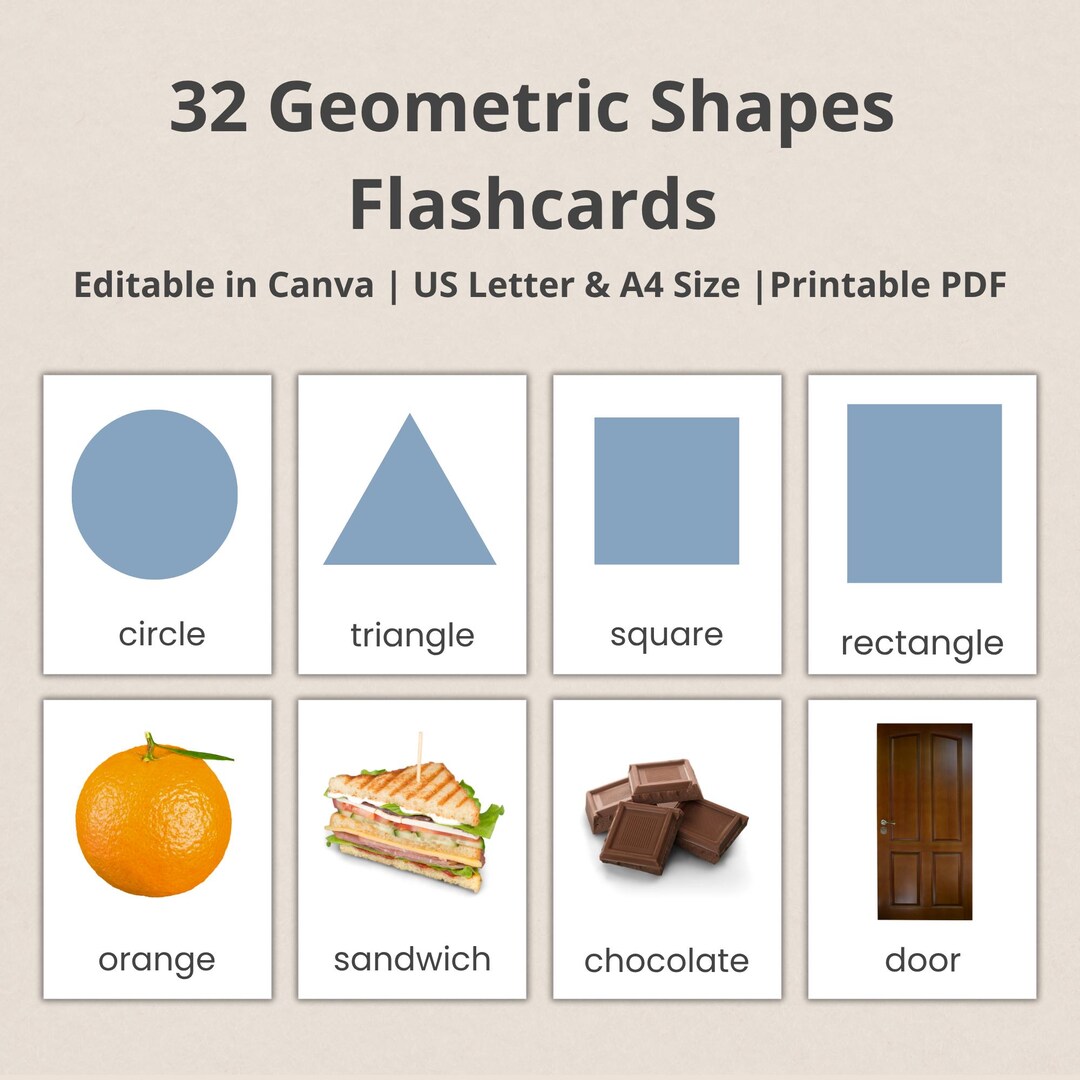 Montessori Shape Sorting Cards, Geometric Shapes Flashcards: Real Image ...