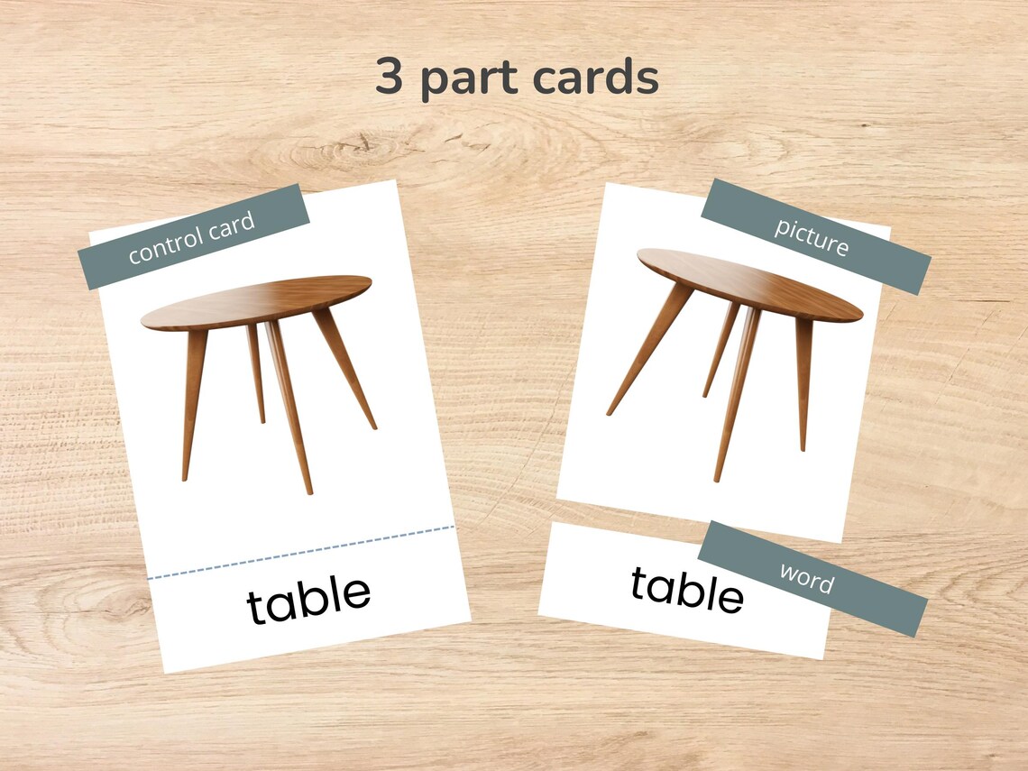 Furniture Flash Cards, Real Pictures, Homeschool Printables in English ...