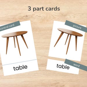 Furniture Flash Cards, Montessori Materials, Real Pictures, Homeschool ...