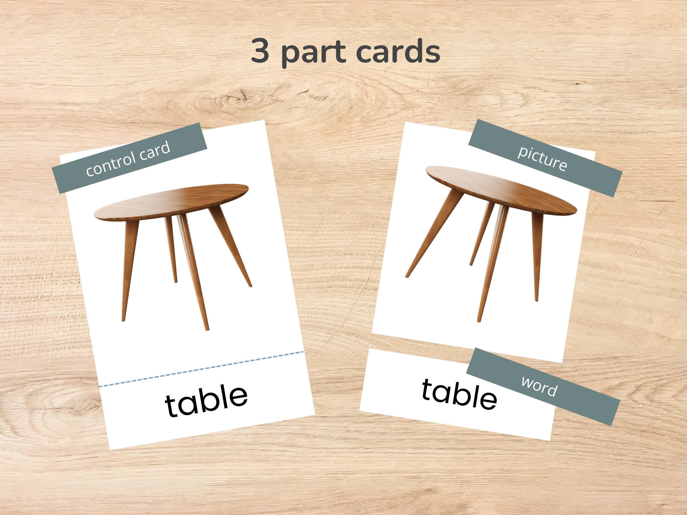 Furniture Flash Cards, Montessori Materials, Real Pictures, Homeschool ...