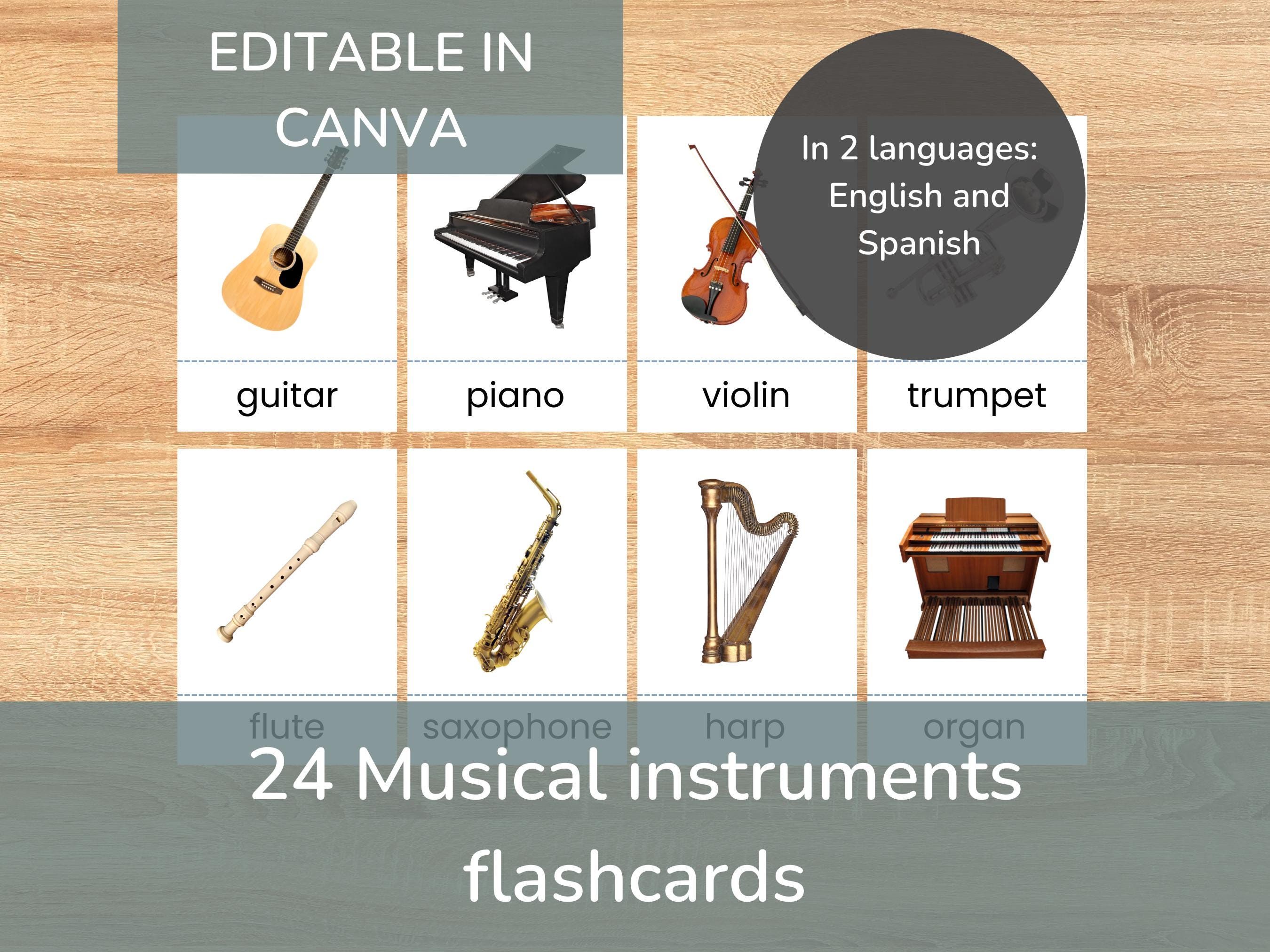 Musical Instruments Flash Cards, Montessori Materials, Real Pictures ...