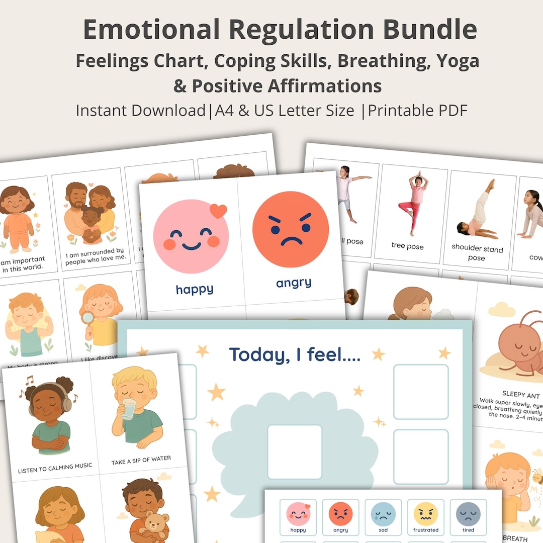 Children Calm Down Bundle, Kids ADHD Printables, Emotional Regulation ...