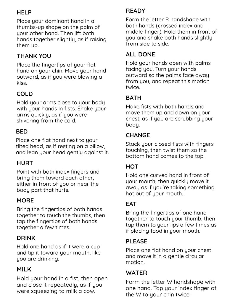Baby Sign Poster, ASL Signs, Common Signs for Easy ASL Learning ...