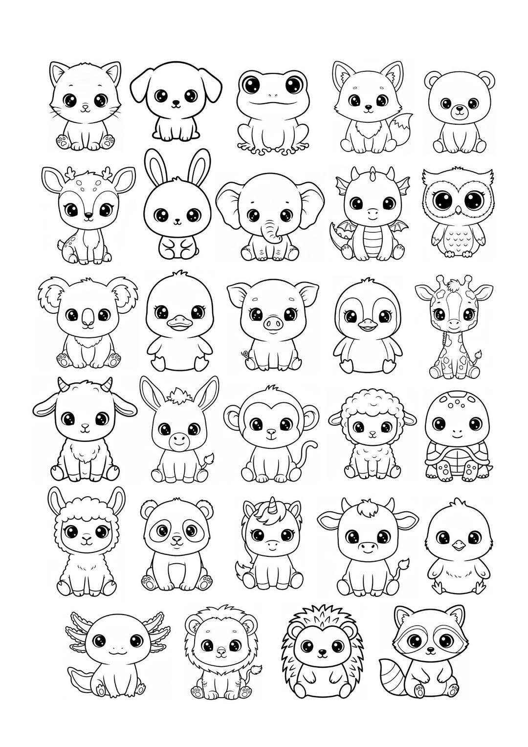 Small Cartoon Animal, Coloring Pages for Kids, Instant Download - Etsy
