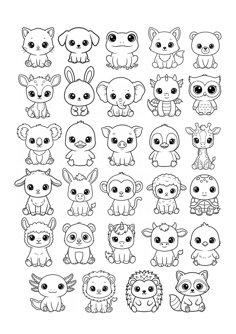 Small Cartoon Animal, Coloring Pages for Kids, Instant Download - Etsy