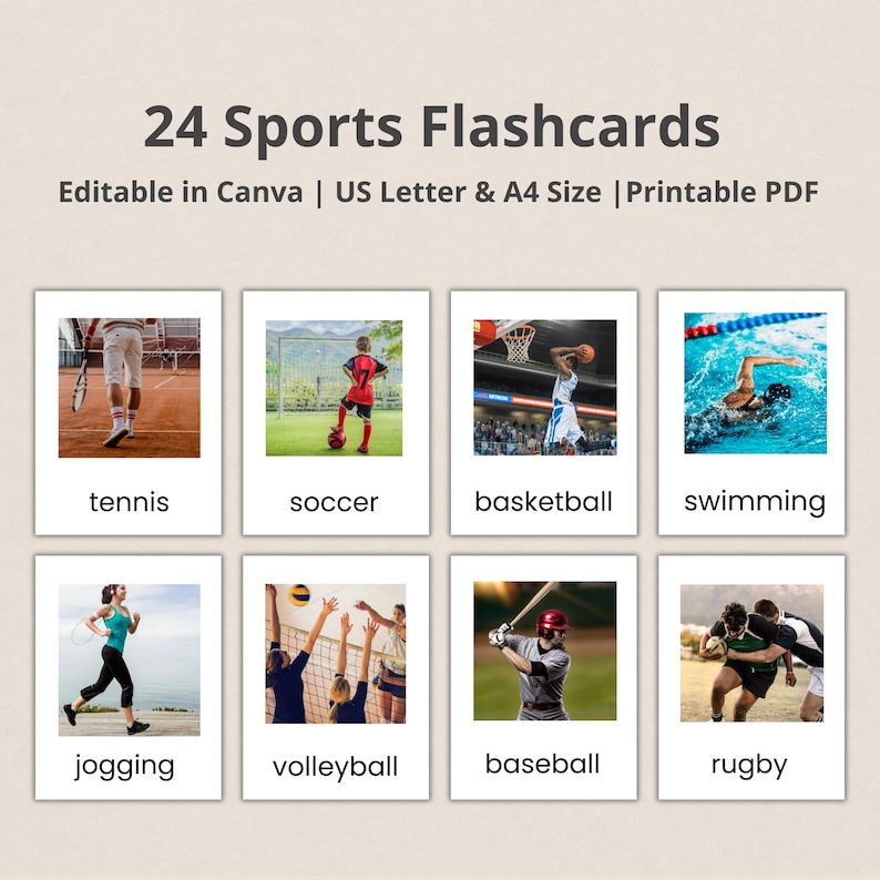Sports Flash Cards, Montessori Materials, Real Pictures, Homeschool ...