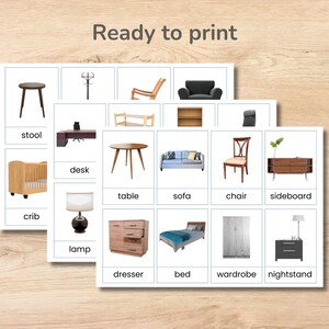 Furniture Flash Cards, Montessori Materials, Real Pictures, Homeschool ...