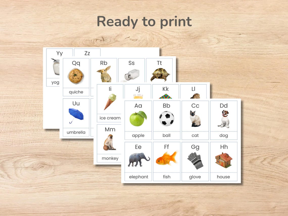 Alphabet Flashcards, Real Images, Homeschool Printables in English ...