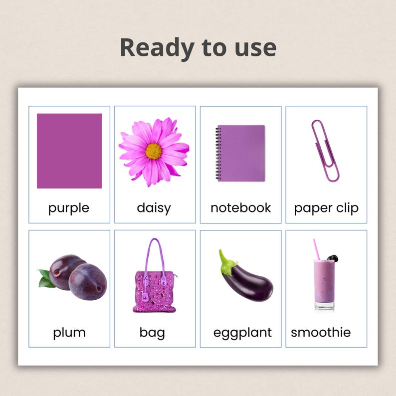 Montessori Colors Flashcards: Real Image Sorting Cards (PDF Printable ...
