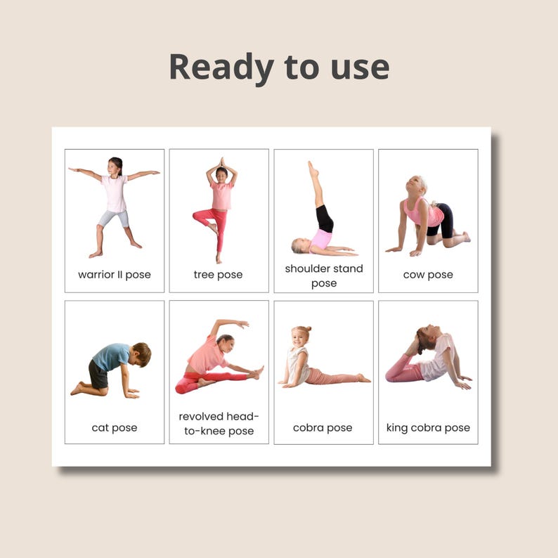 24 Kids Yoga Flash Cards, Montessori Materials, Real Pictures ...