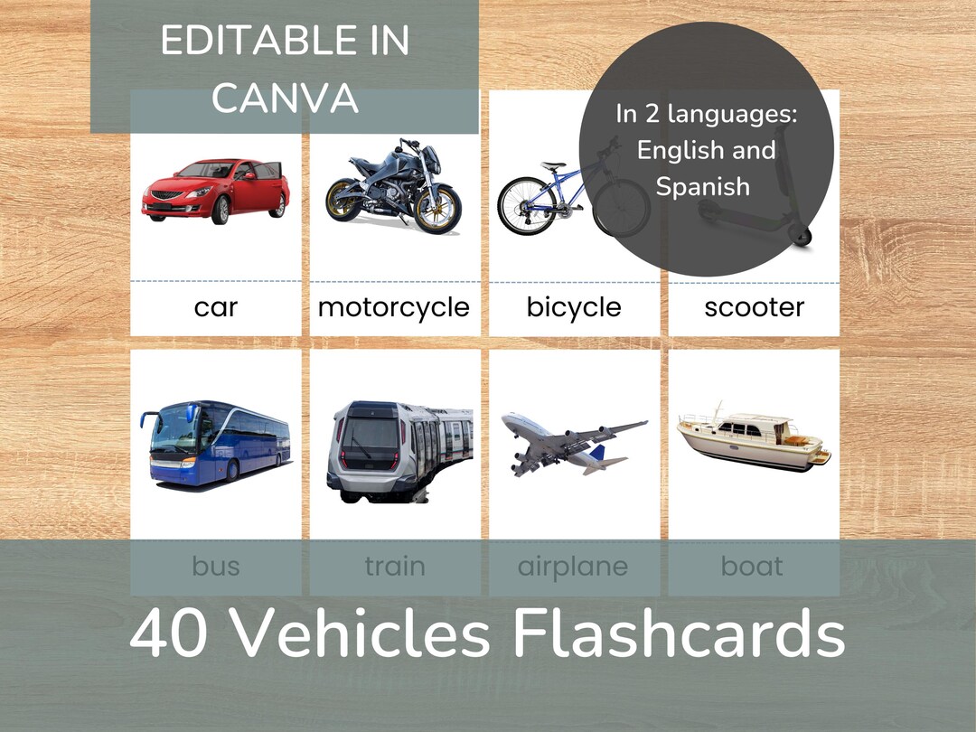 Vehicles Flash Cards, Montessori Flashcards, Real Pictures, Preschool ...