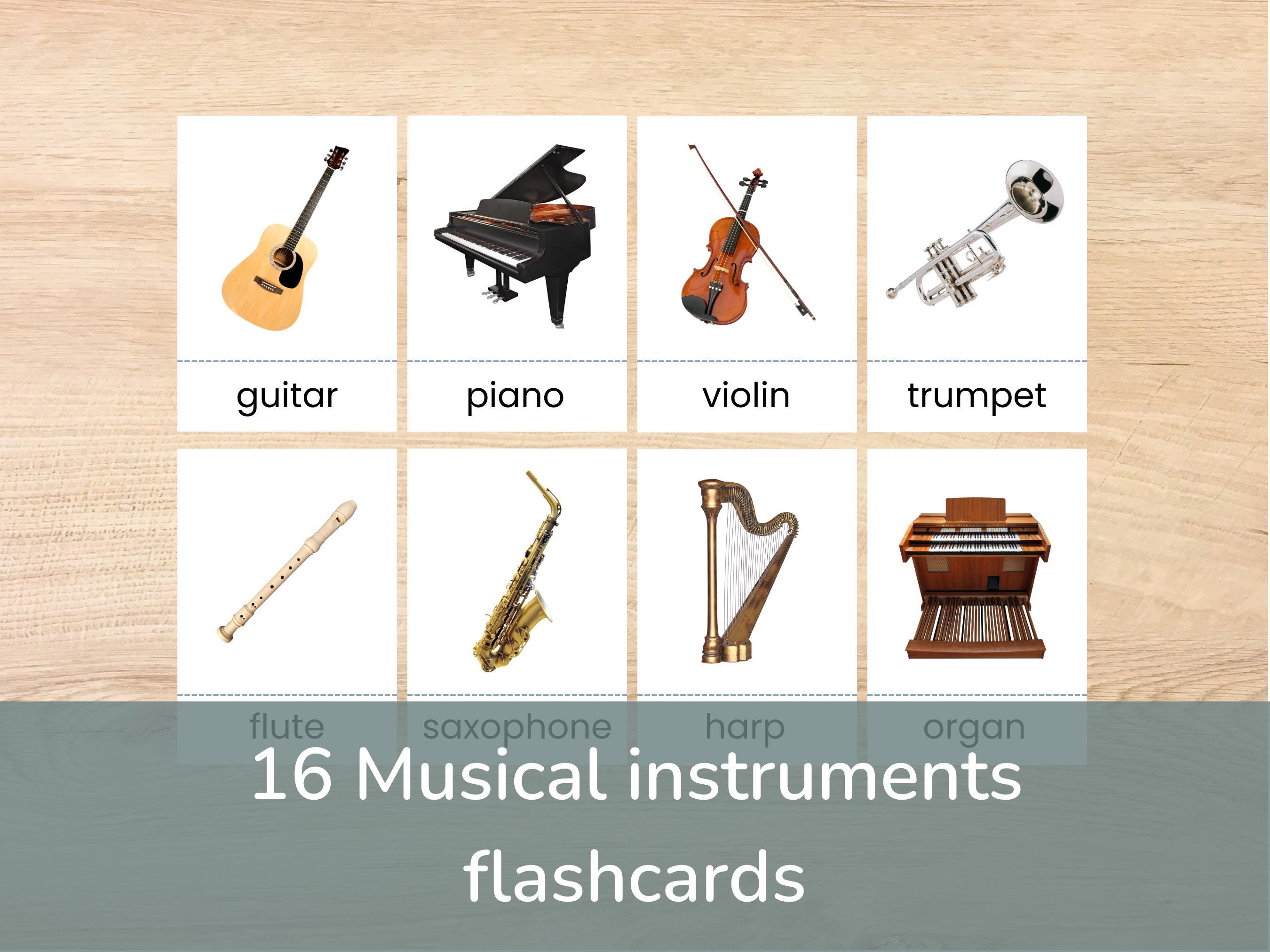 Musical Instruments Flash Cards, Real Pictures, Homeschool Printables ...