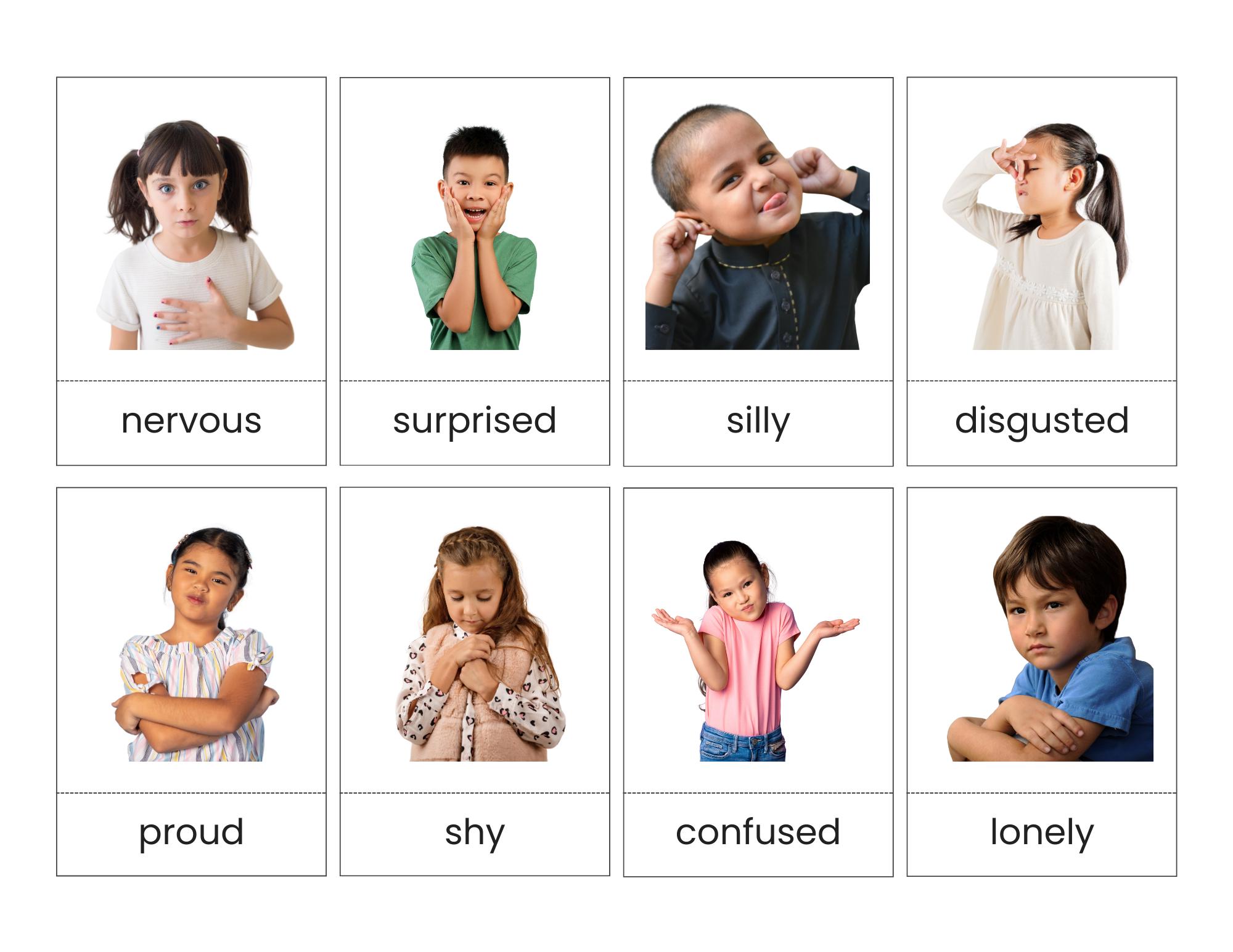 24 Photo Emotions Flashcards, Printable Feelings Flash Cards, Real ...