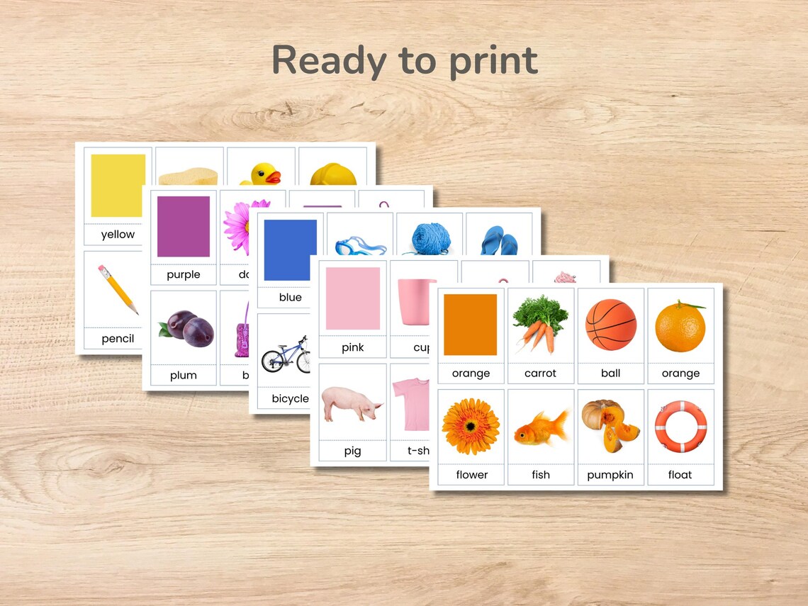 Color Flashcards, Real Images, Card Sorting, Homeschool Printables in ...