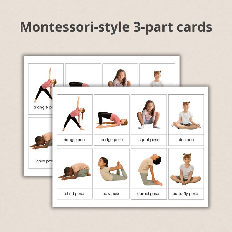 Kids Yoga Flashcards: Montessori Poses, Printable Activity (PDF ...
