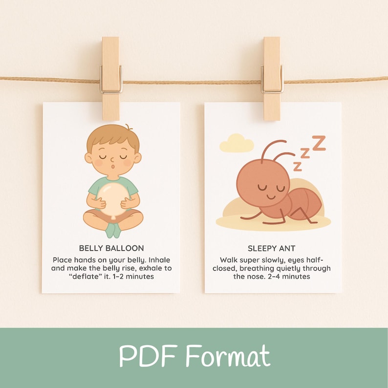 28 Breathing Technique Flashcards for Kids, Calm Down, Mindfulness ...