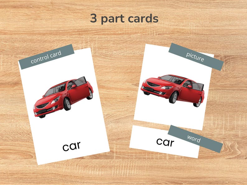 Vehicles Flash Cards, Montessori Flashcards, Real Pictures, Preschool ...