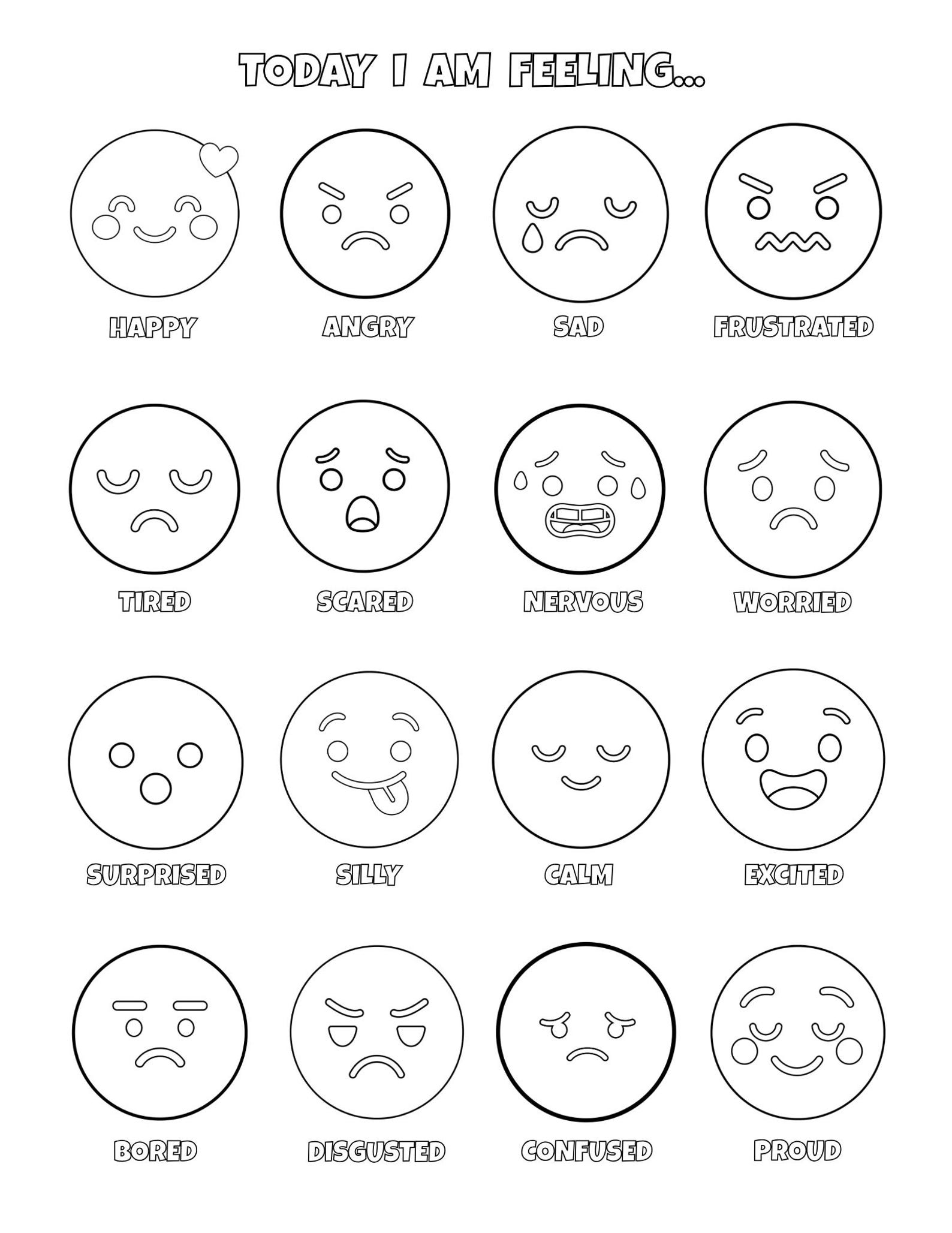 Emotions Colouring Sheet - Today I Am Feeling - 16 Emotion Faces ...