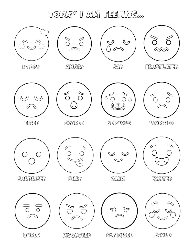 Emotions Colouring Sheet - Today I Am Feeling - 16 Emotion Faces ...