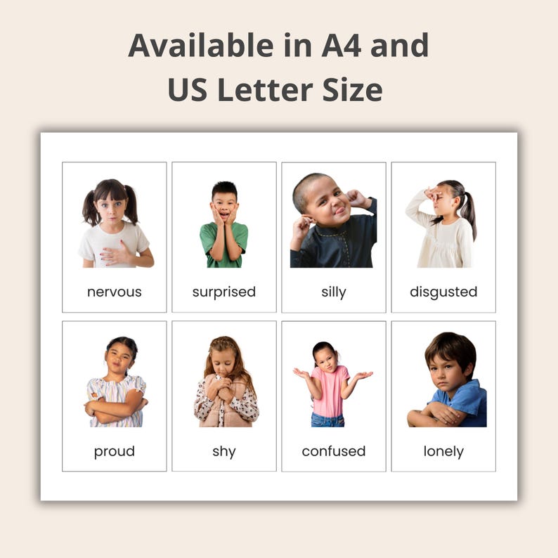 Emotion Face Flashcards, Photo Emotions Flashcards, Printable Feelings ...