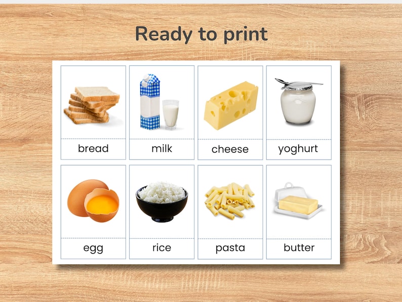 Everyday Food Flash Cards, Montessori Materials, Real Pictures ...