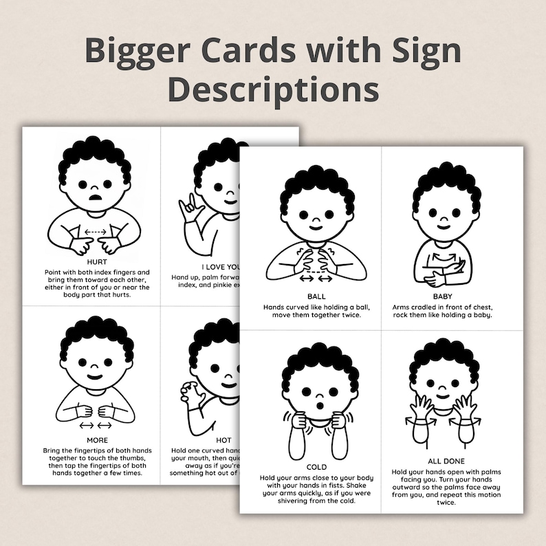 28 Baby Sign Language Flash Cards, ASL Signs Flashcards, Common Signs ...