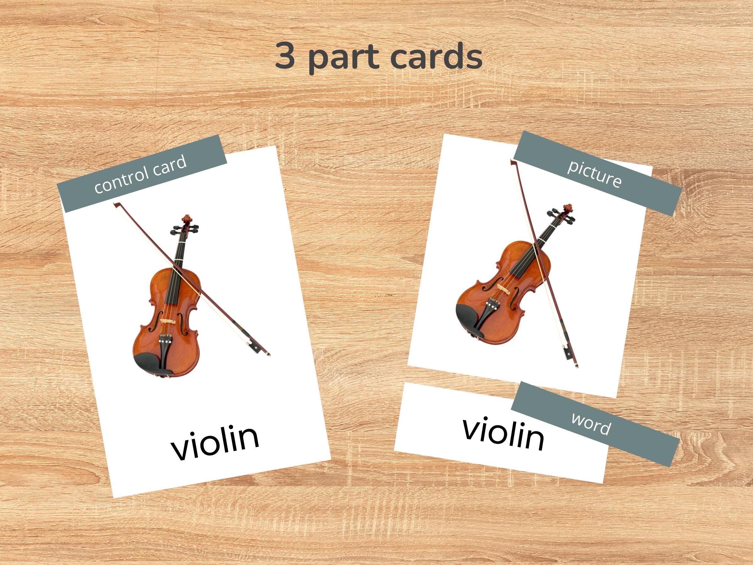 Musical Instruments Flash Cards, Montessori Materials, Real Pictures ...