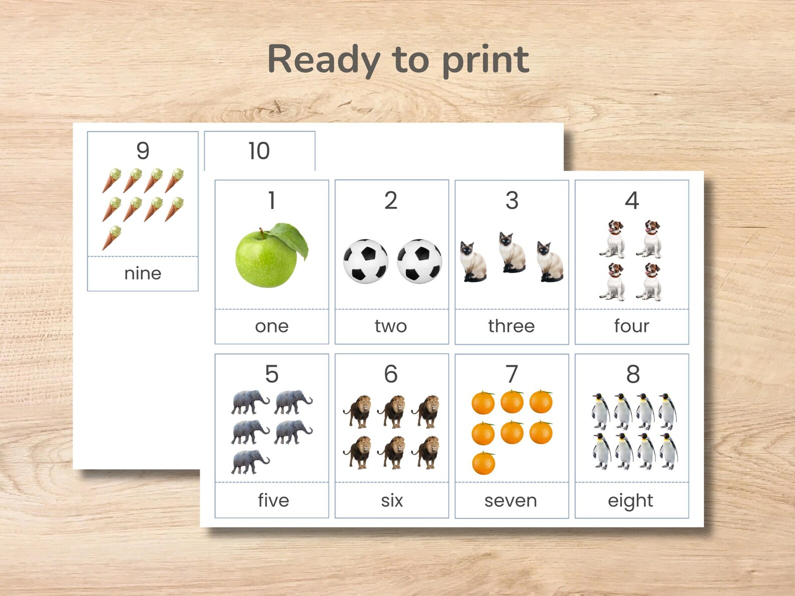 Numbers Flash Cards, Preschool Counting Flashcards, Count and Clip ...