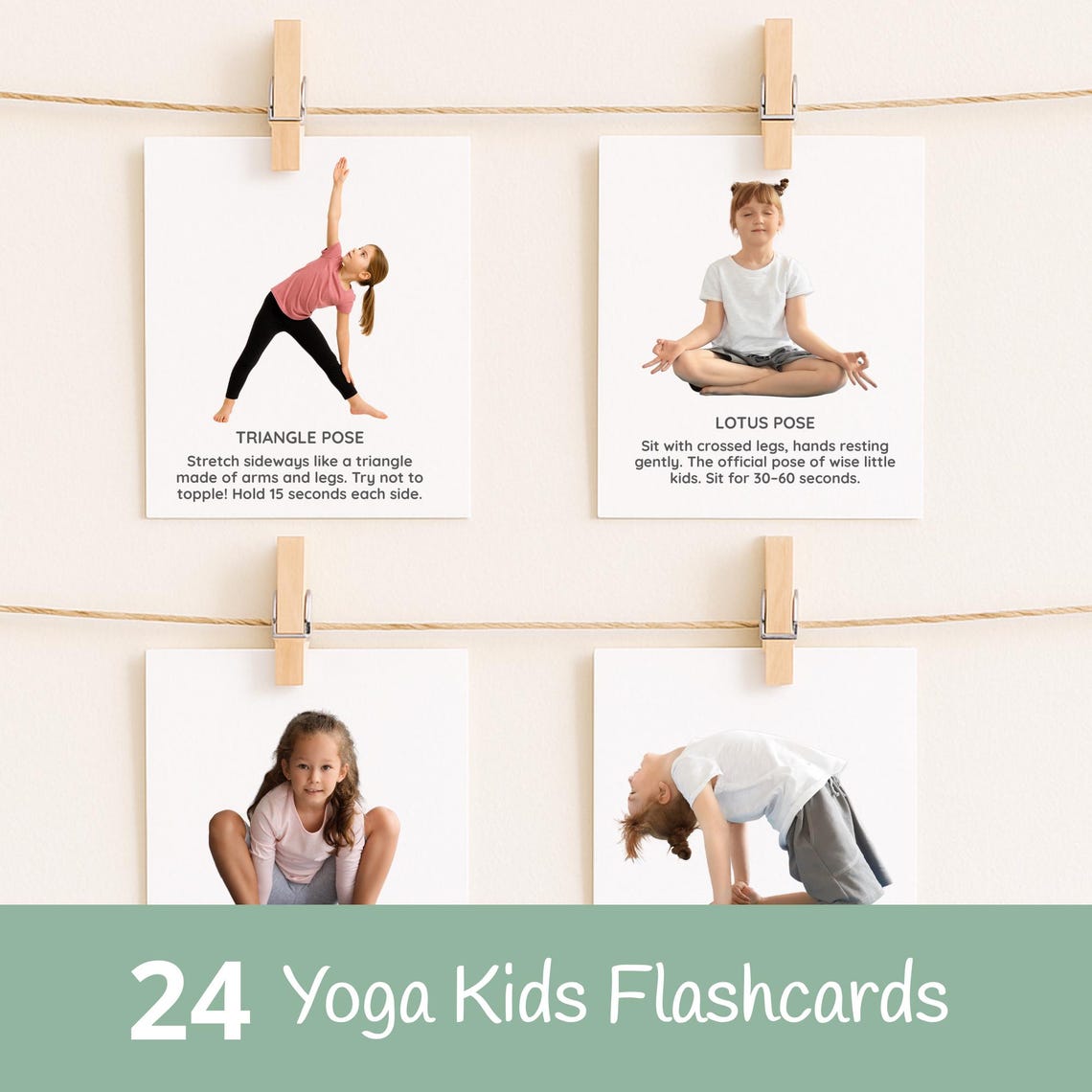 Kids Yoga Flash Cards, Montessori Materials, Real Pictures, Preschool ...
