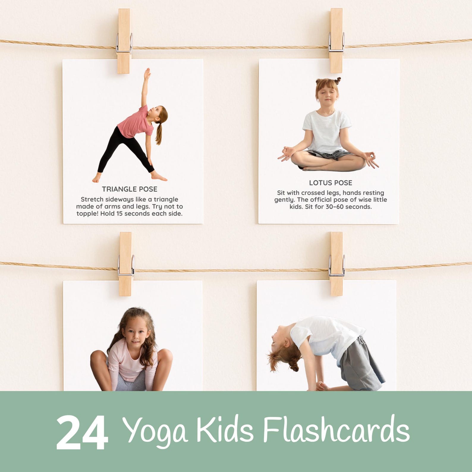 Kids Yoga Flash Cards, Montessori Materials, Real Pictures, Preschool ...