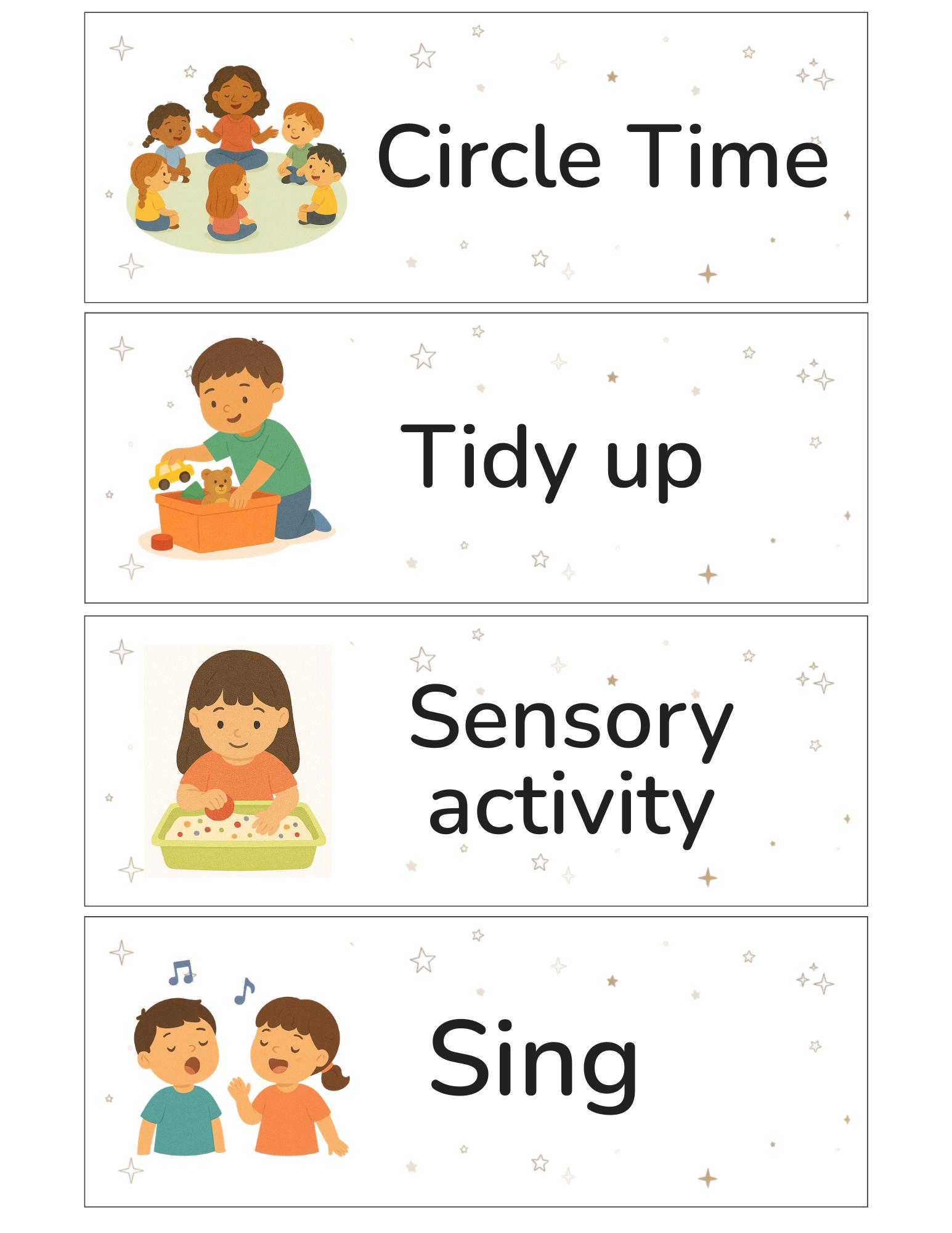 Printable Daily Schedule Cards for Daycares, Preschools & Childcare ...