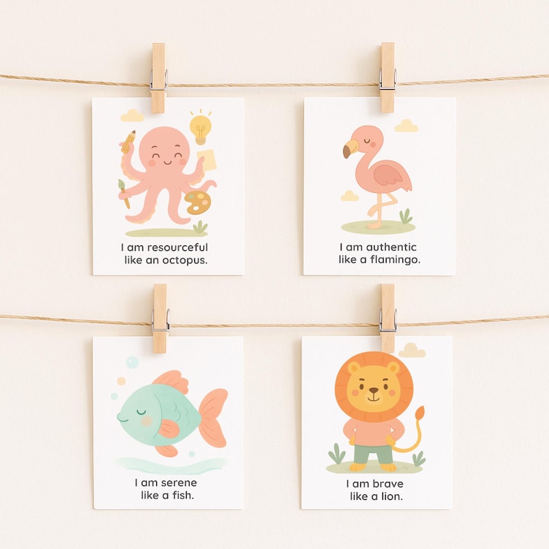 38 Animal Affirmation Cards for Kids Printable, Positive Affirmation ...