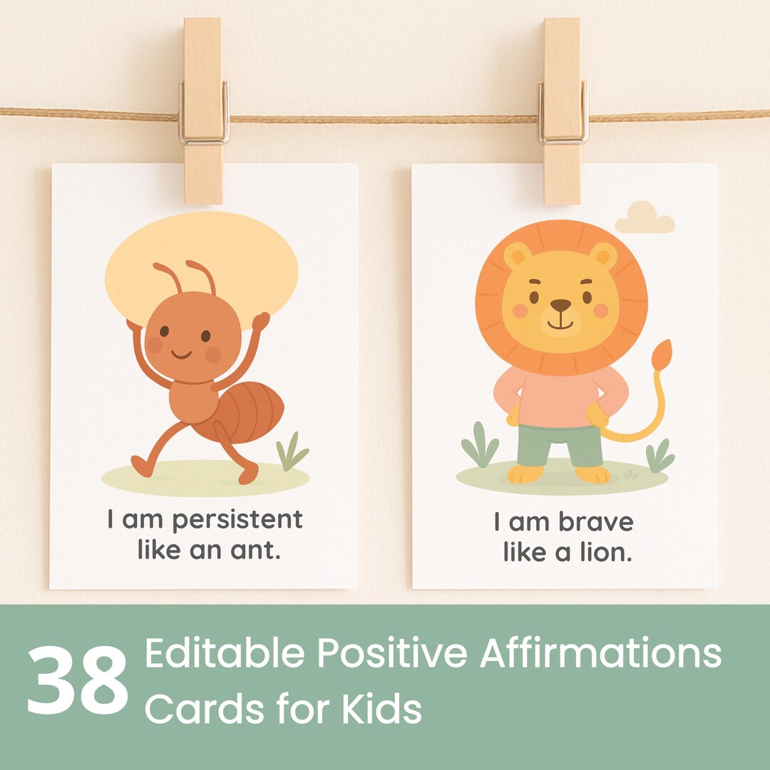 Animal Affirmation Cards for Kids: Positive Self-talk, Montessori ...