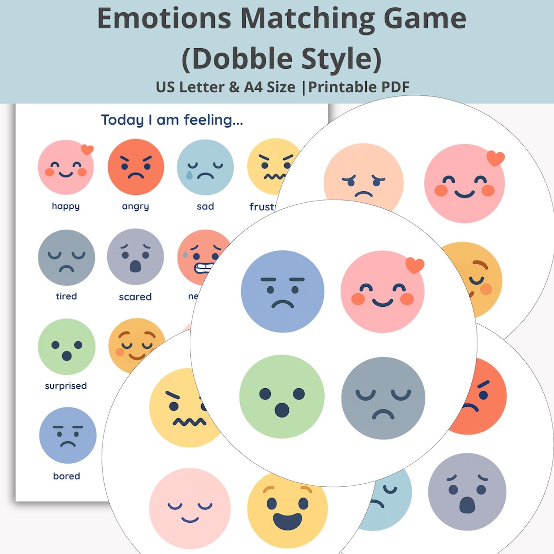 Emotions Matching Game for Kids | Feelings Flashcards | SEL Activity ...