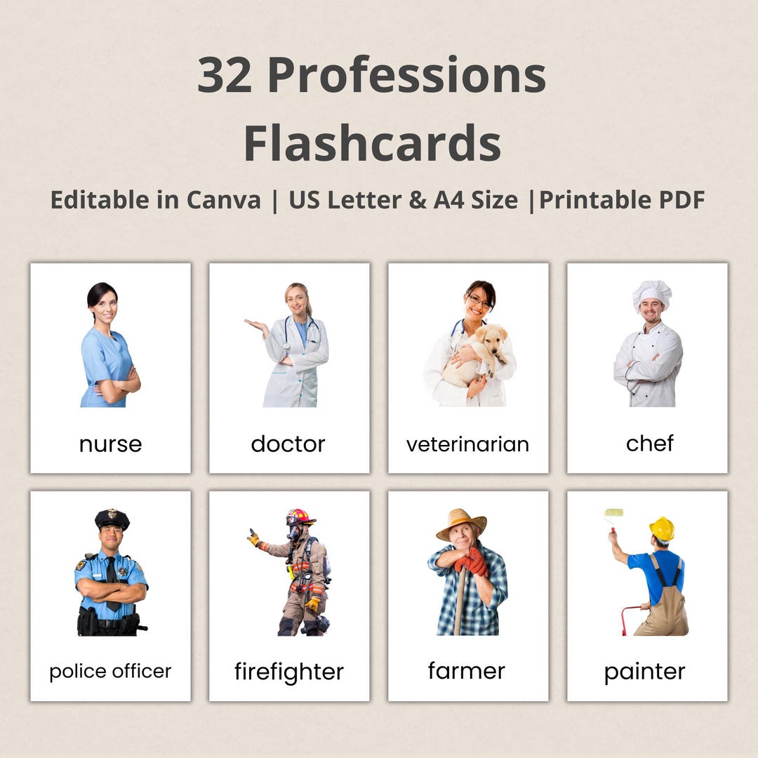 Montessori Professions Flashcards: Real Image 3-part Cards (PDF ...