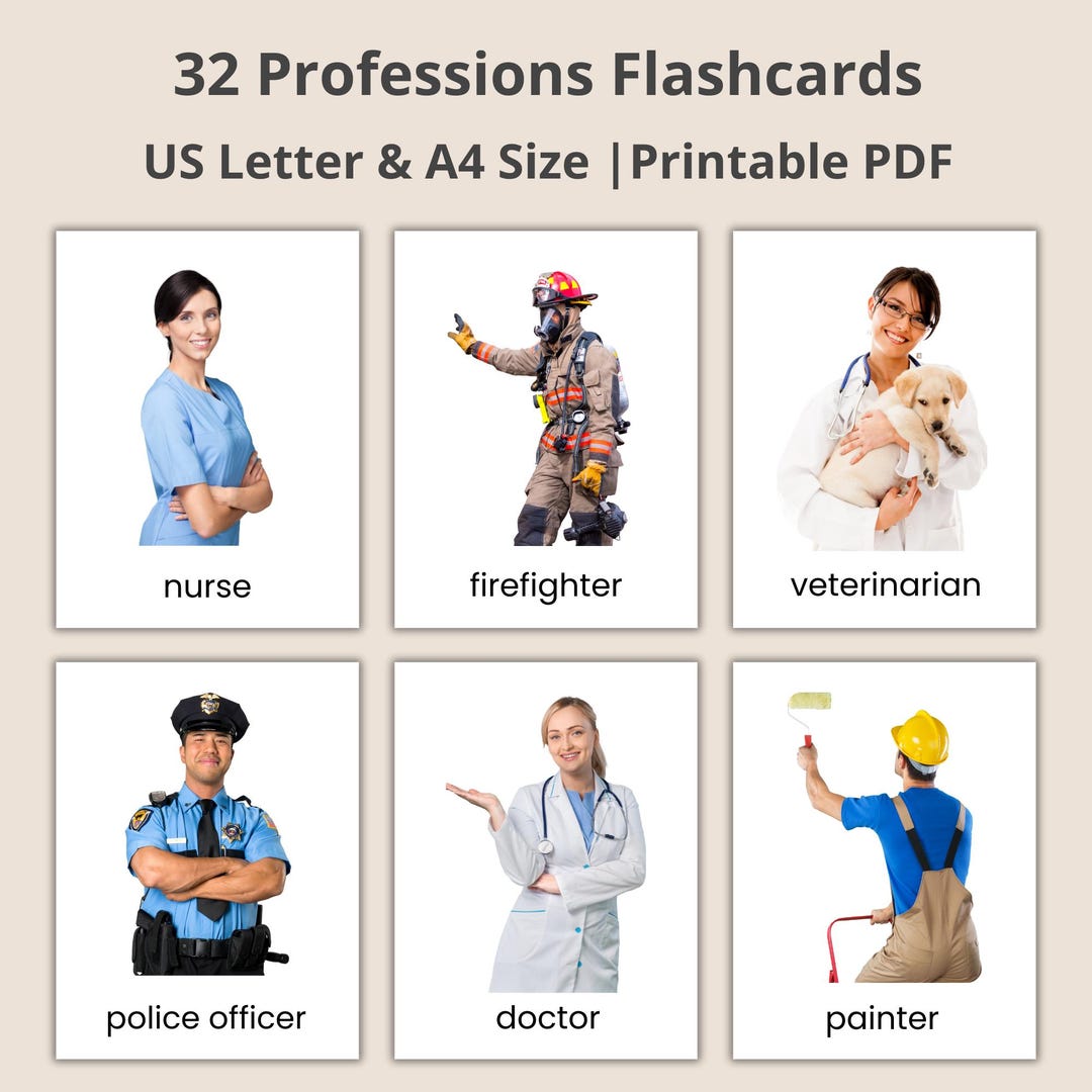 Montessori Professions Flashcards: Real Image 3-part Cards (PDF ...