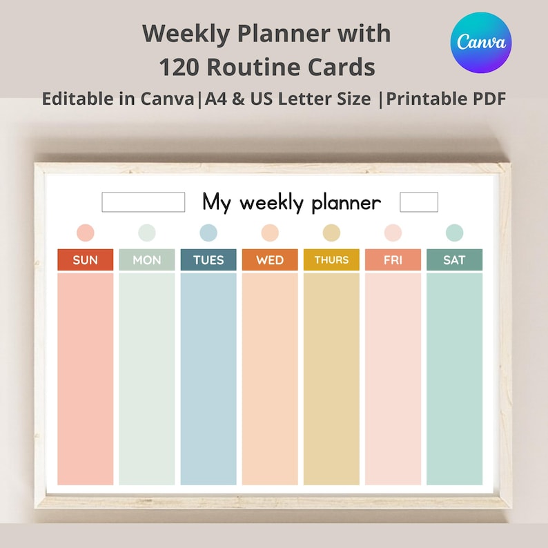 Kids Weekly Planner With Daily Calendar, Editable Weekly Kids Calendar ...