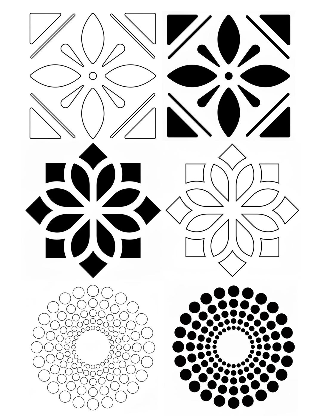 35 Monochrome Coloring Book Pages, Mandalas Printable Coloring Sheets ...