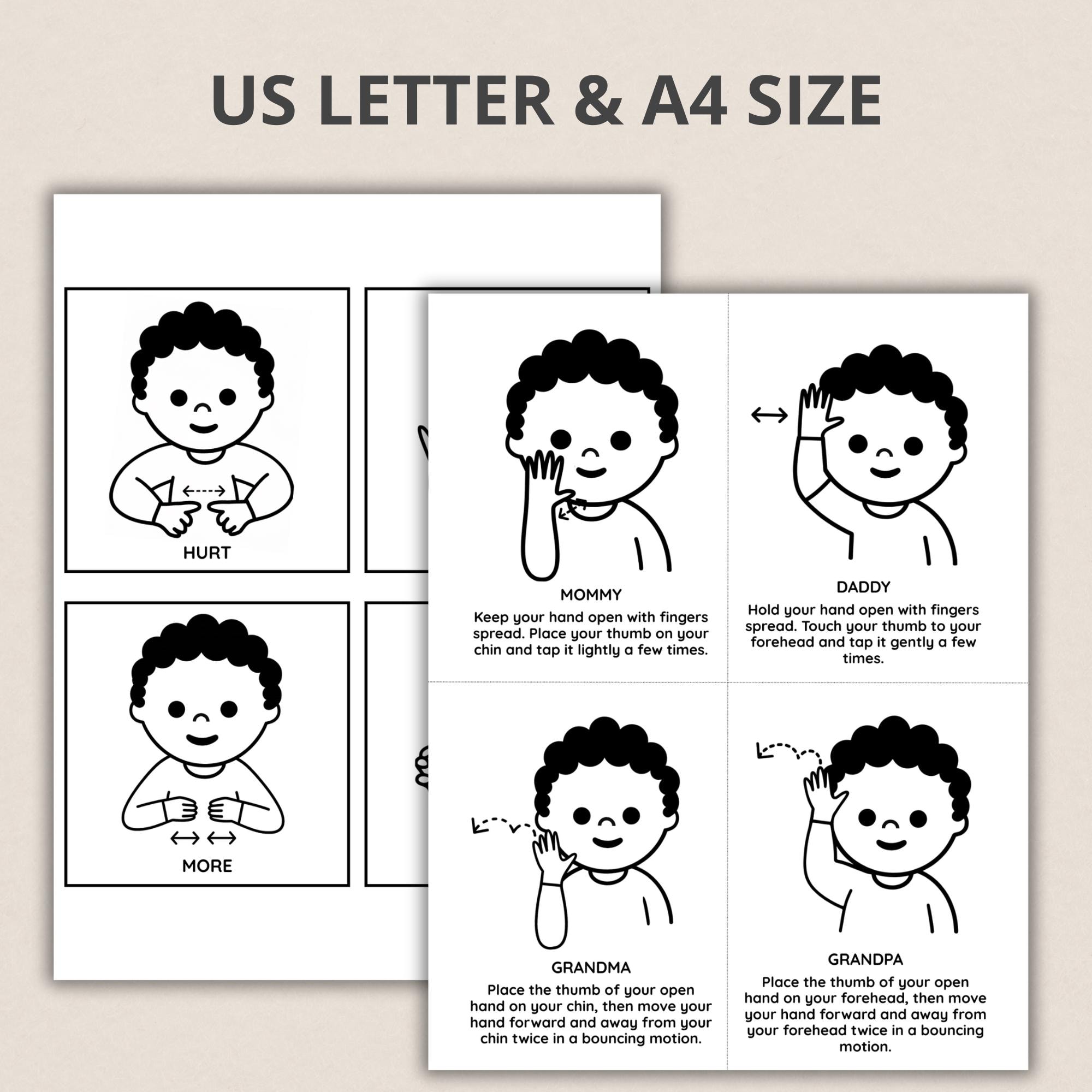 28 Baby Sign Language Flash Cards, ASL Signs Flashcards, Common Signs ...
