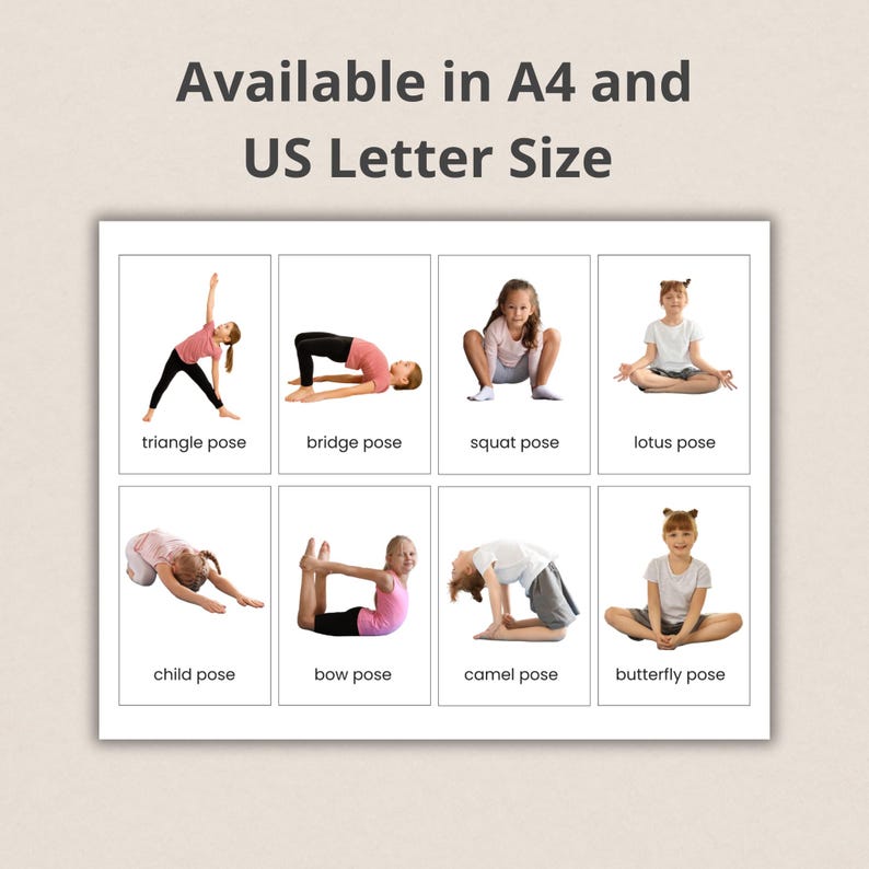 24 Kids Yoga Flash Cards, Montessori Materials, Real Pictures ...