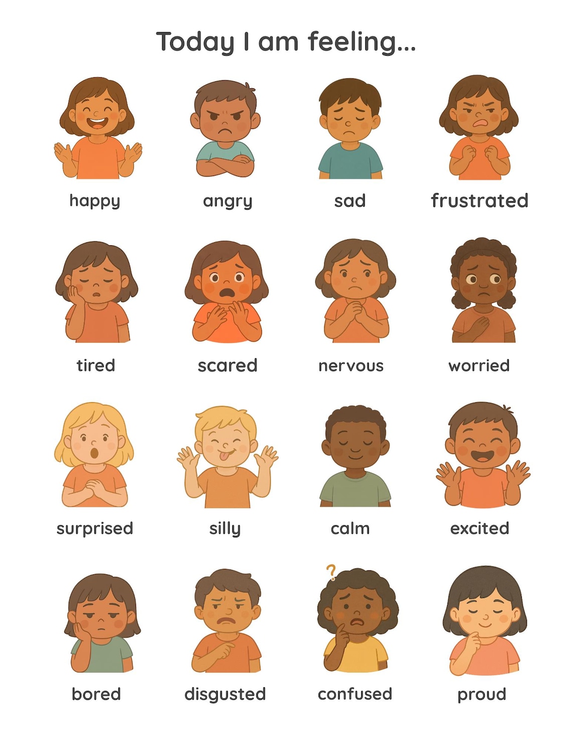 Today I Am Feeling Emotions Chart | Feelings Faces Poster for Kids ...