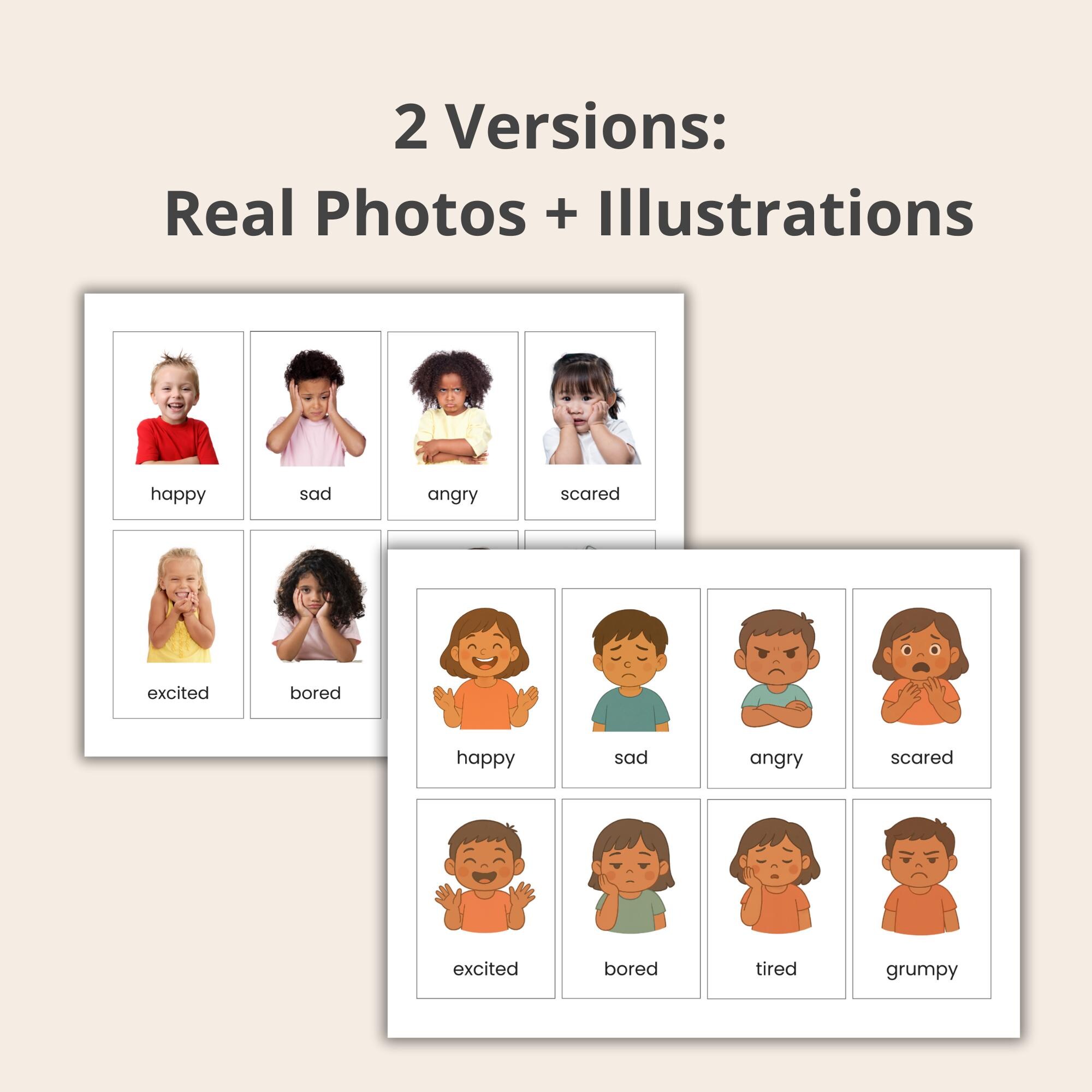 Emotion Face Flashcards, Photo Emotions Flashcards, Printable Feelings ...