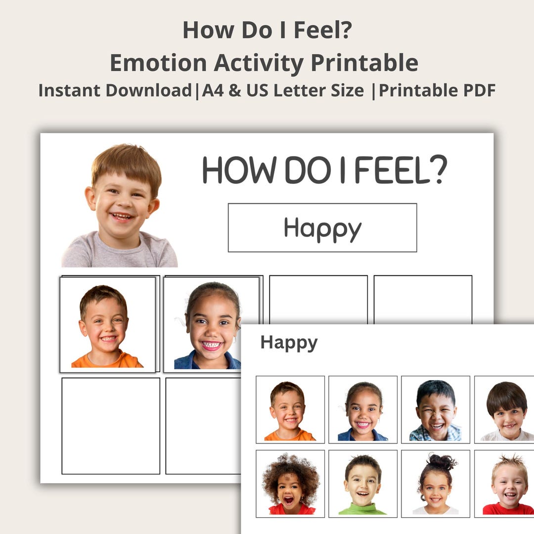 How Do I Feel Emotion Activity Printable, Feelings Matching Game ...