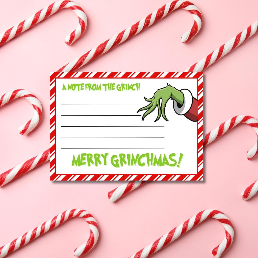 Printable Christmas Grinch Elf Note, Instant Download Christmas Grinch ...