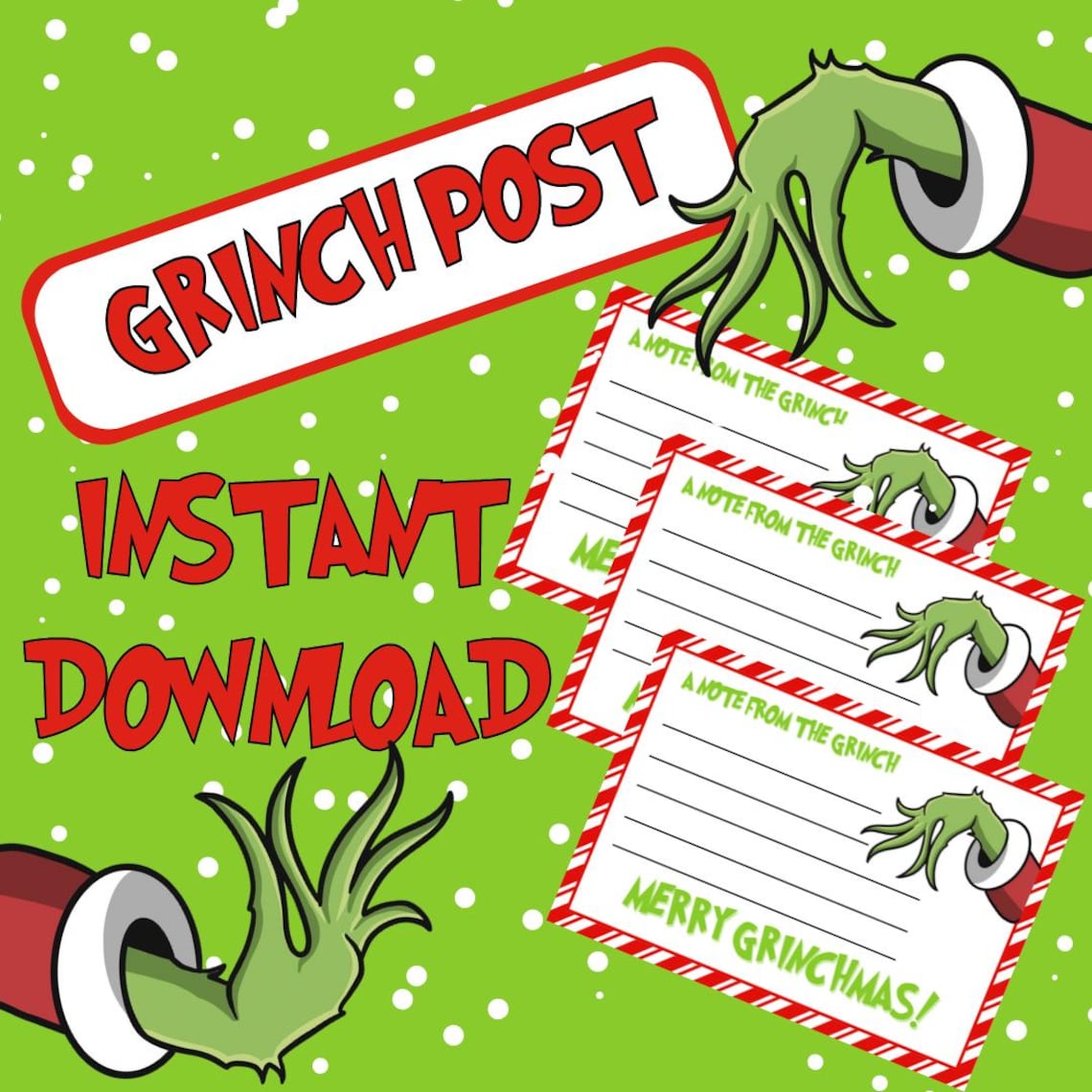 Printable Christmas Grinch Elf Note, Instant Download Christmas Grinch ...