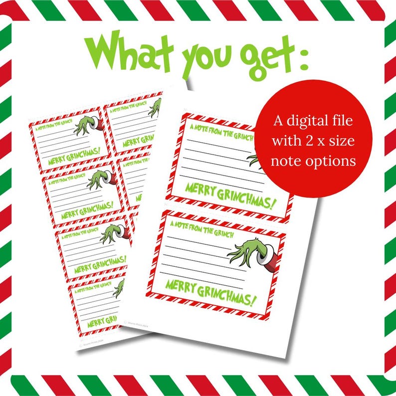 Printable Christmas Grinch Elf Note, Instant Download Christmas Grinch ...