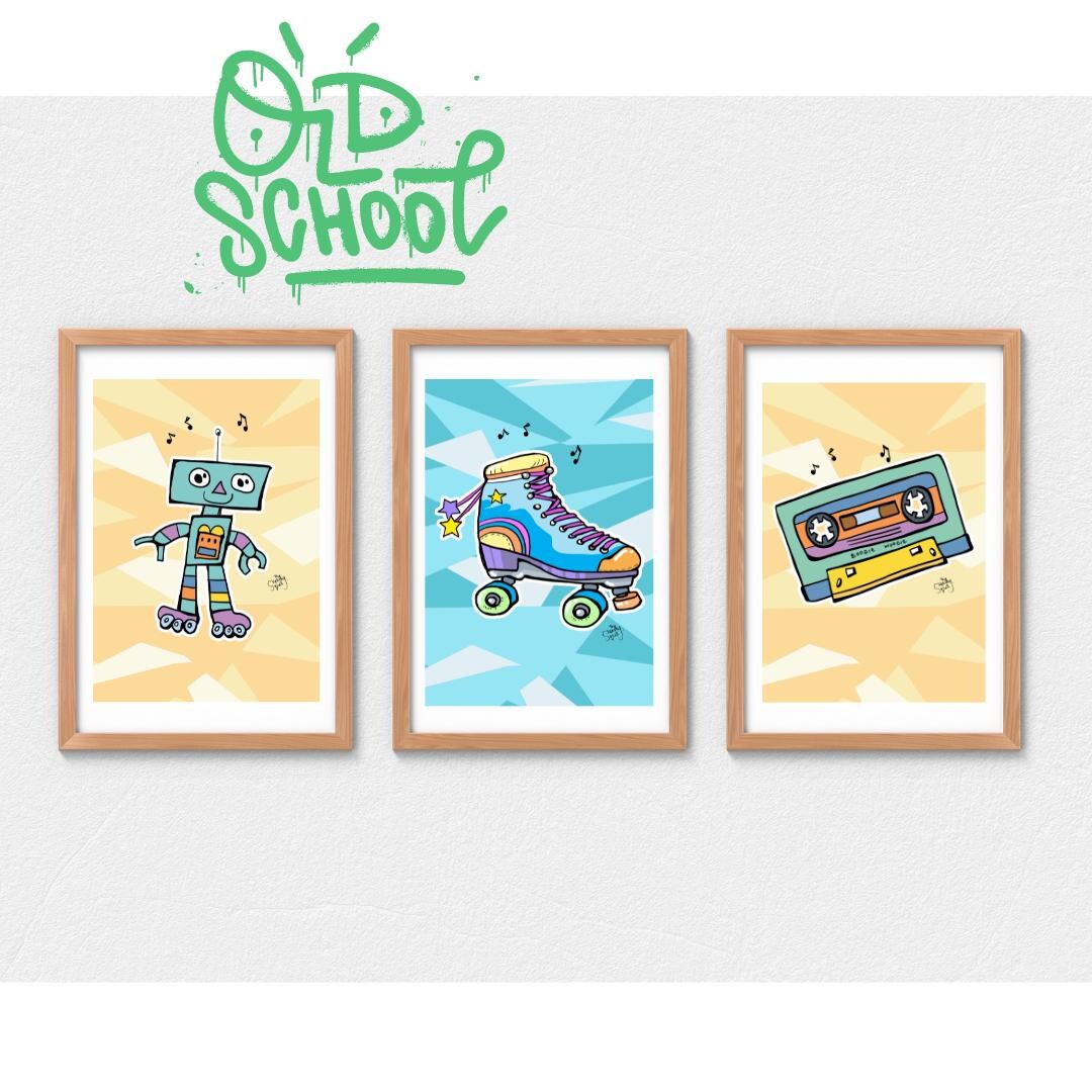 Wall Art Old School Poster set of 3 - Etsy