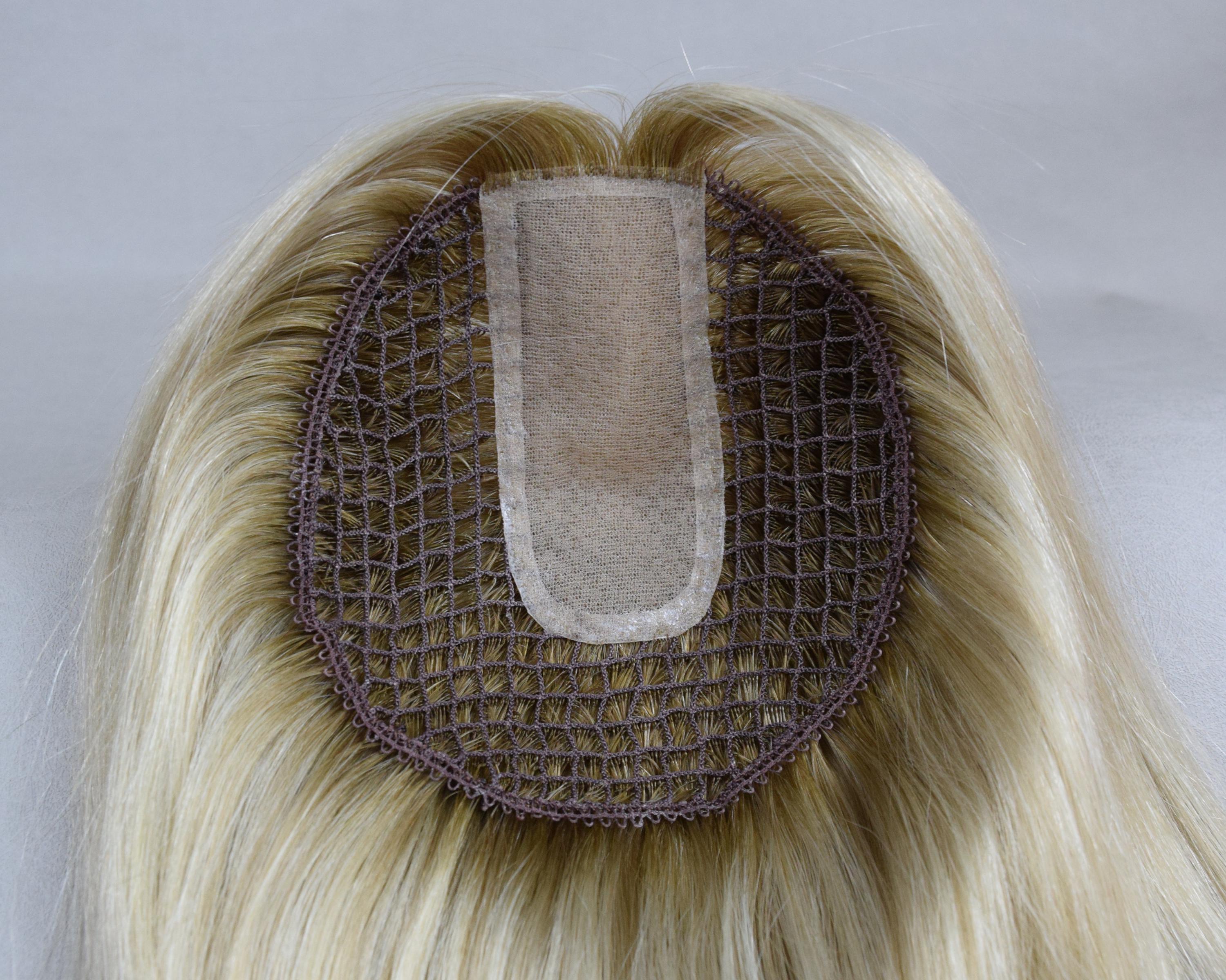 Ashy Blonde European Virgin Hair Topper,silk Base Center Fishnet ...